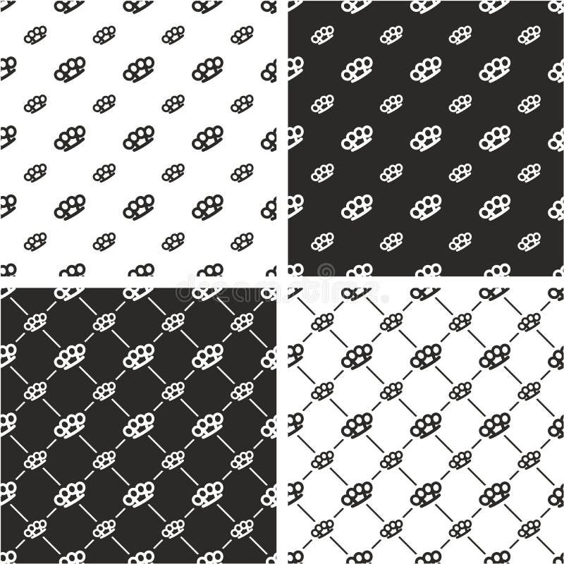Brass Knuckles or Knuckle Duster Big & Small Seamless Pattern Set Stock ...