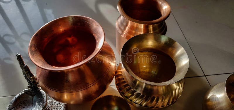 Brass Lota of Different Shape and Sizes Stock Photo - Image of glossy ...