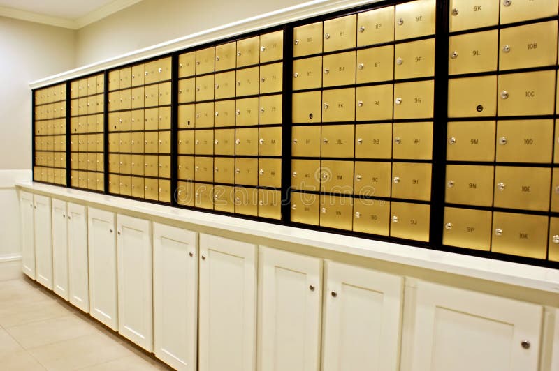 Brass mailboxes stock photo. Image of square, mail, ceiling - 7899976