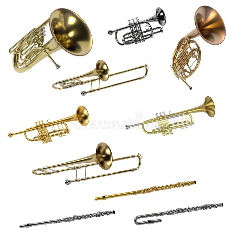 Brass musical instruments stock illustration. Illustration of play ...