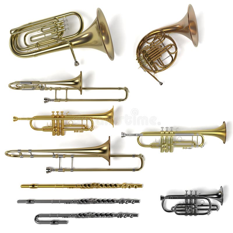 Set of Brass Musical Instruments in Vector Stock Vector - Illustration ...