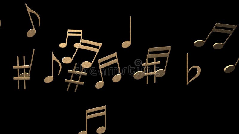 Brass Musical Notes on Blue Chroma Key Background. Stock Illustration ...