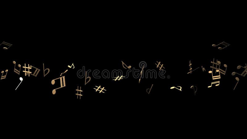 Brass Musical Notes on Black Background Stock Footage - Video of song ...
