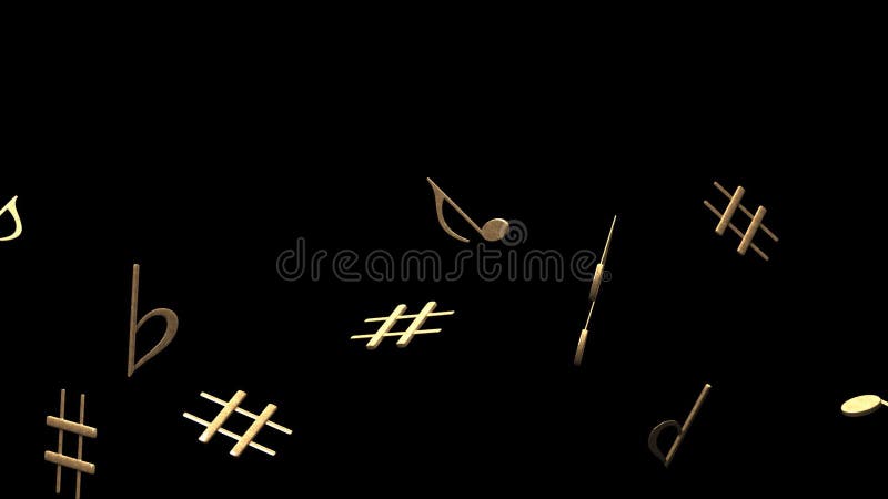 Brass Musical Notes on Black Background Stock Footage - Video of song ...