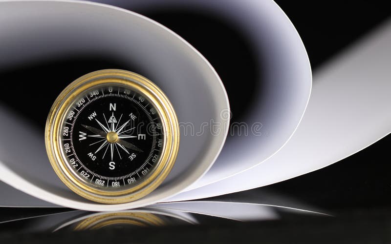 Magnetic Compass on a High Contrast Black and White Swirl Patten Stock ...