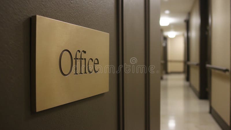 Brass Office Sign on Sleek Corporate Building Door Stock Illustration ...