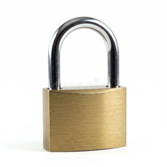A Brass Padlock Featuring a Solid, Rectangular Body with a Smooth ...