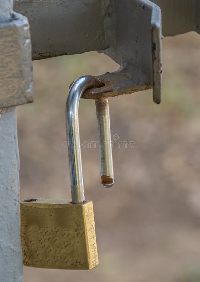 An Open Padlock Hangs on a Gate Stock Photo - Image of metal, design ...