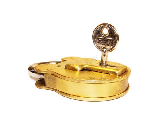 Brass padlock with key stock image. Image of padlock - 11315343