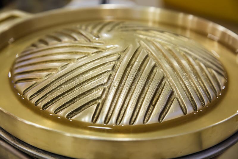 Brass pan stock photo. Image of cook, pork, marinated - 48012004