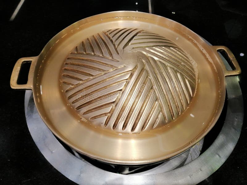 Brass Pans for Grilling and Barbecue, Water in a Brass Pan, Dinner in ...