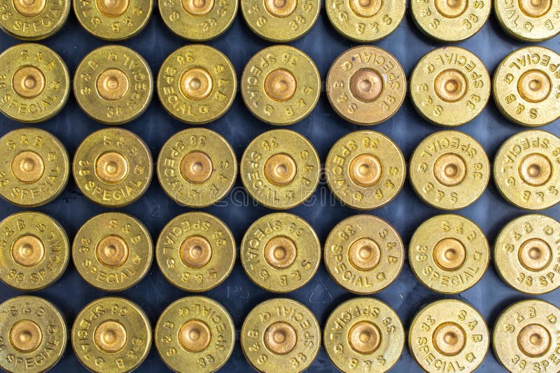Brass Pistol Shells in a Container 50 Pcs Stock Photo - Image of danger ...