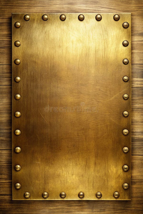 Brass Plate Texture with Rivets and Aged Metal Stock Illustration ...
