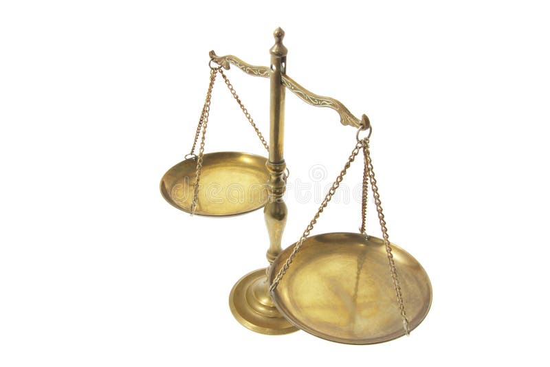 Old Antique Brass Balance Scale Isolated on White Stock Image - Image ...