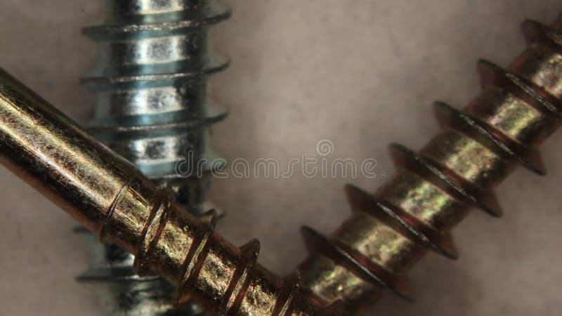 Brass Screws with Thread Magnifyed Stock Video - Video of turns, metal ...