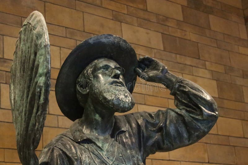 Brass Man, Sculpture. Old Man Editorial Image - Image of glasses, gold ...