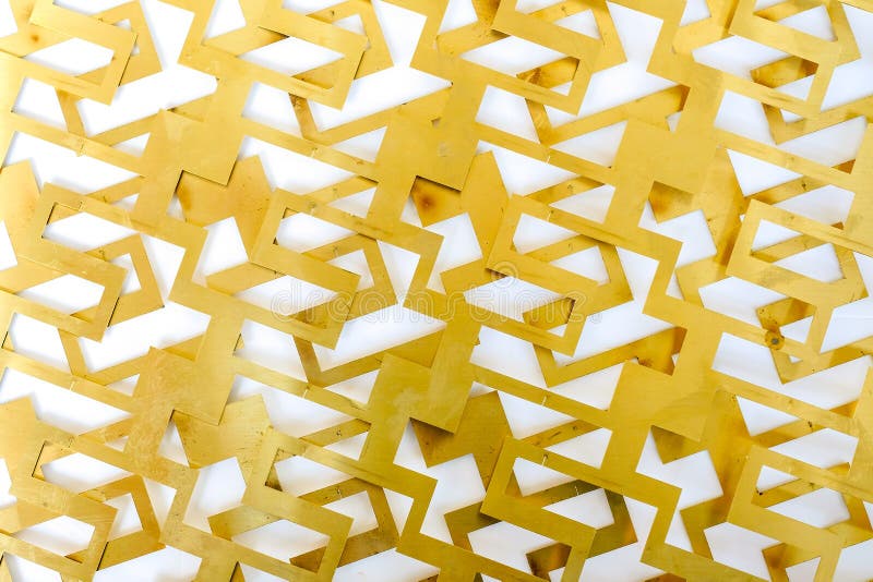Brass Sheet Cut Geometry on White Background Stock Image - Image of ...