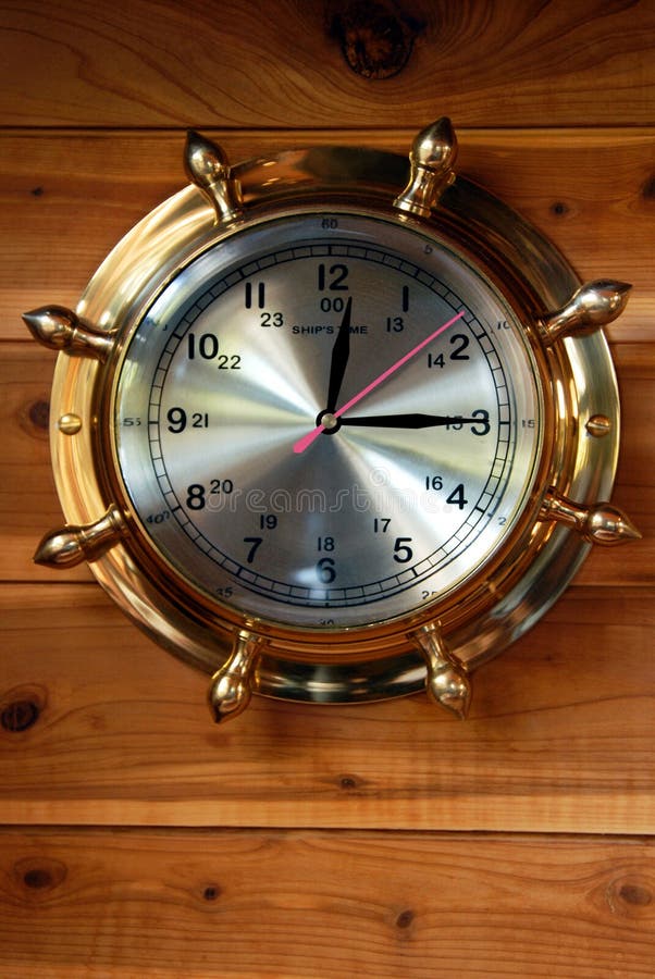 Brass Ship Clock stock image. Image of date, brass, timetable - 2744895