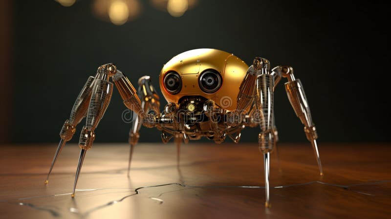 Brass Steampunk Spider Mechanical Robot Stock Illustration ...