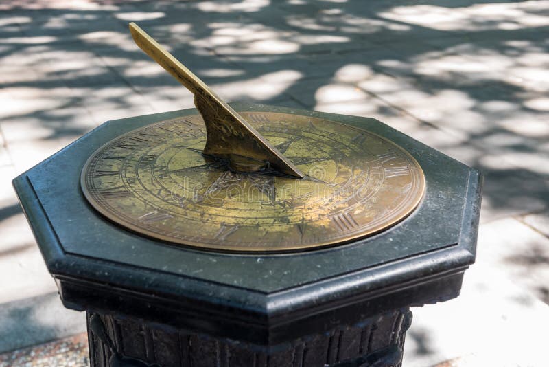 Brass Sundial on a Stone Stand Stock Image - Image of decoration ...