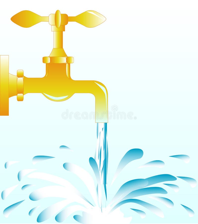 Brass Tap stock vector. Illustration of bathroom, splashing - 74585831