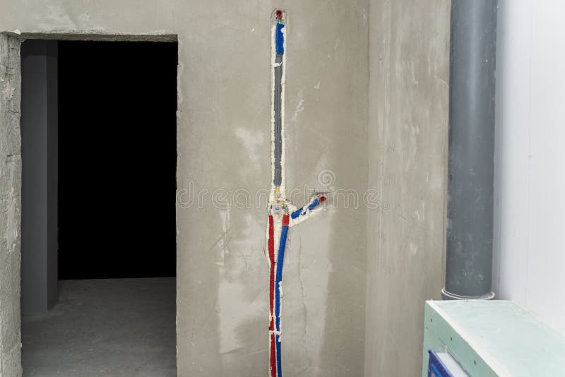 A Brass Tap Inserted into the Plaster in a Concealed Shower, Insulated ...