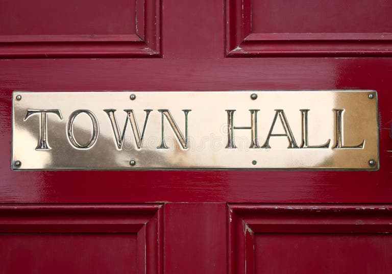 Brass Town Hall sign. stock photo. Image of entrance, british - 2967732
