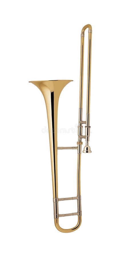 The Brass Trombone Isolated Stock Photo - Image of bronze, mouthpiece ...