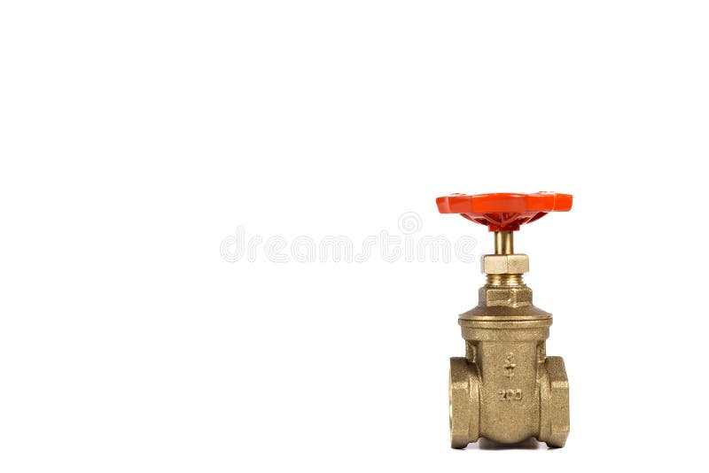 Brass Valve on the White Background. Stock Image - Image of open, knob ...
