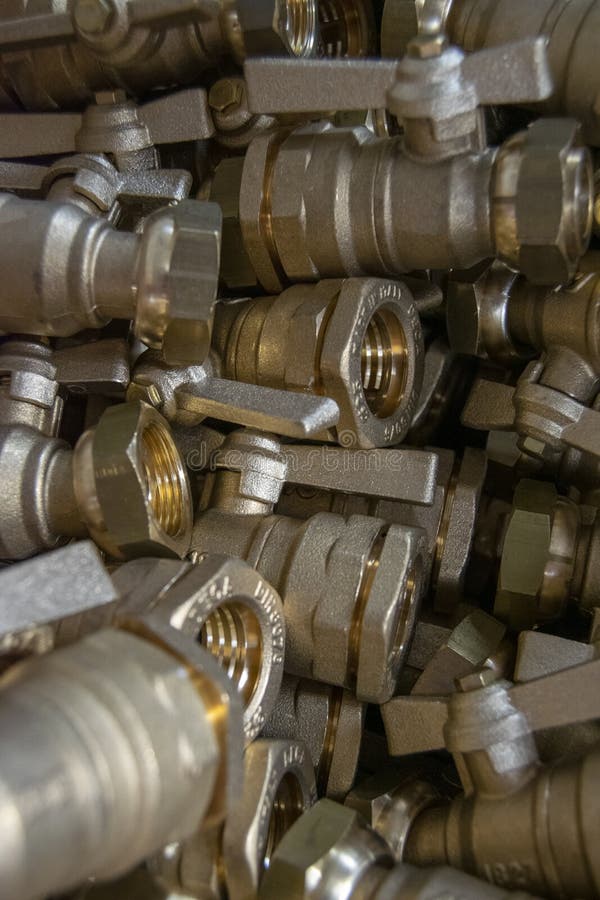 Brass valves stock image. Image of batch, treatment - 228568825