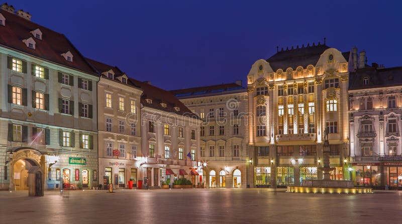 Bratislava - Main Square in Evening Dusk with More Architectonic Styles ...