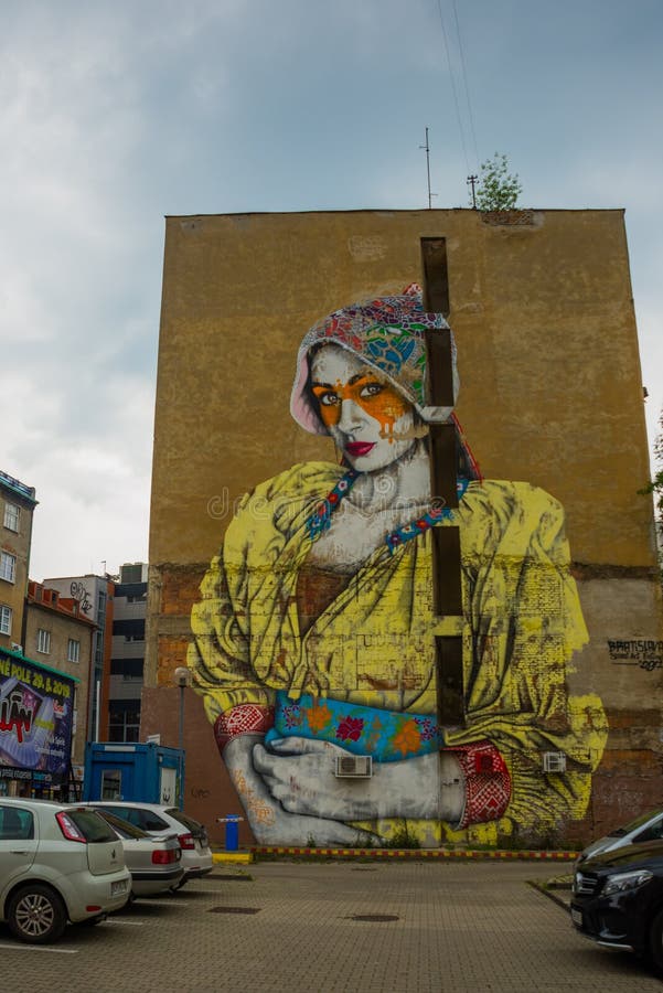 Bratislava, Slovakia. Graffiti. Beautiful Modern Pattern on the Facade ...