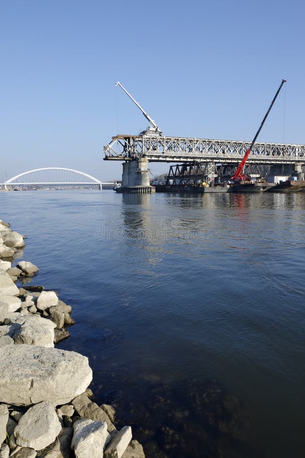 The Bratislava Stary Most Bridge Demounting Stock Image - Image of ...