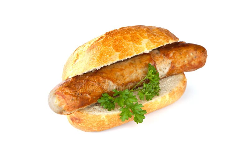 Bockwurst - Wurst, Brot Und Petersilie Stockfoto - Bild von fleisch ...