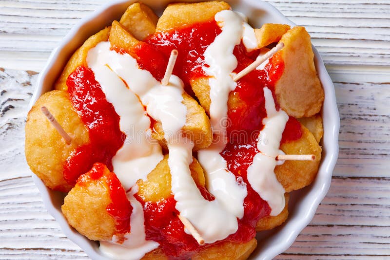 Bravas Potatoes Pinchos Tapas from Spain Stock Photo - Image of ...