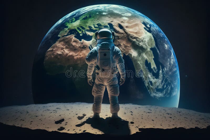 Brave Astronaut at the Spacewalk on the Moon. Neural Network AI ...