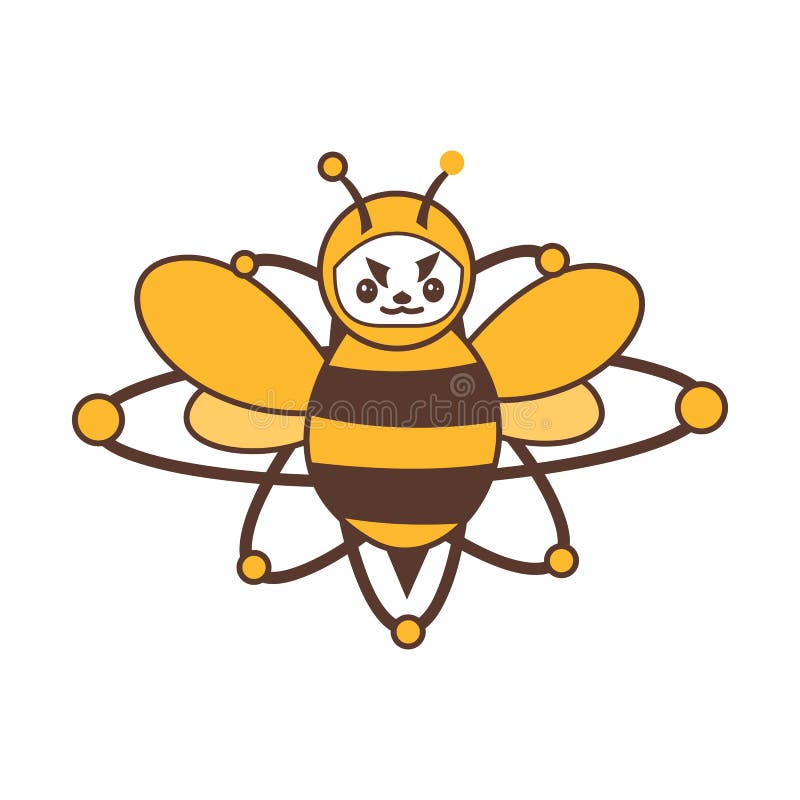 Brave Atomic Bee Funny Character for Logo and Vector Icon Stock ...