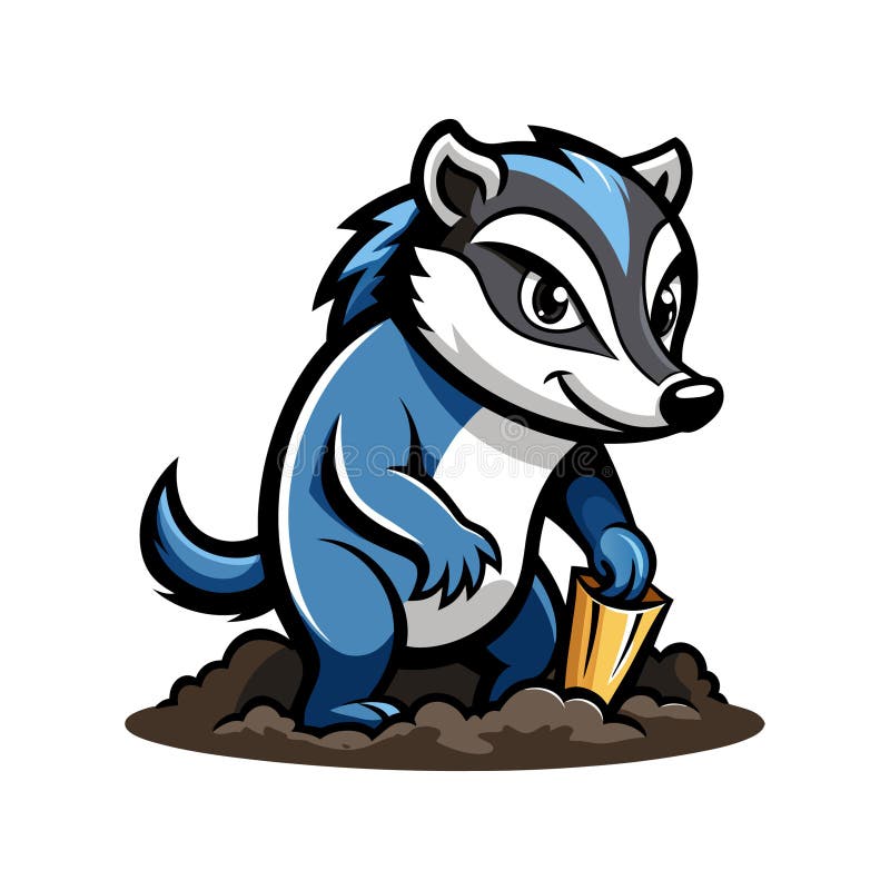 Brave Badger Digging with Dynamic Tusks Stock Illustration ...