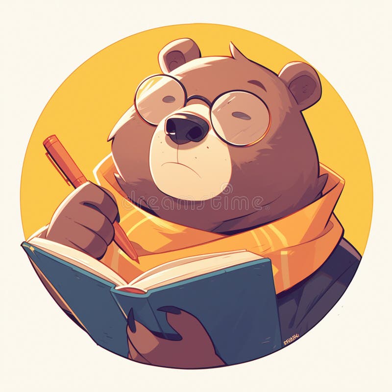 A Brave Bear Writer Cartoon Style Stock Vector - Illustration of ...