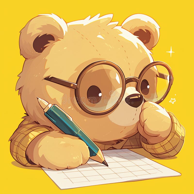 A Brave Bear Writer Cartoon Style Stock Vector - Illustration of ...