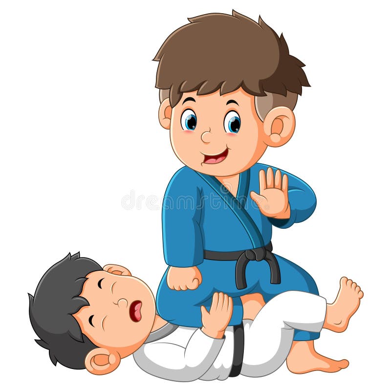 The Brave Boy is Beating His Friend on the Battle of Karate Stock ...