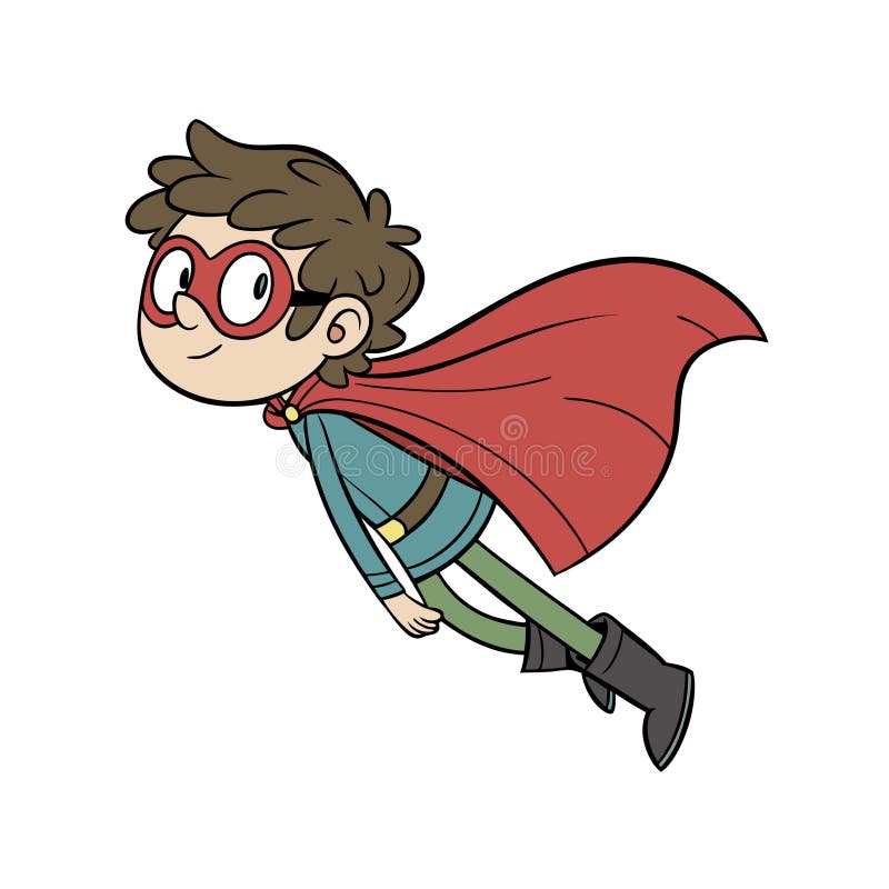 Brave Boy Wearing a Cape stock vector. Illustration of vector - 354808501