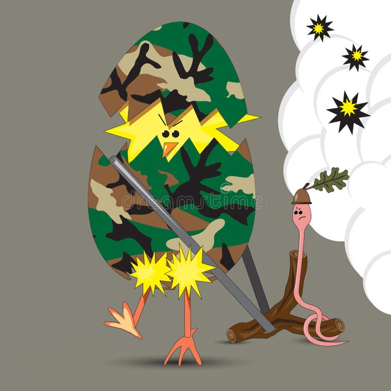 Brave chicken and worm stock vector. Illustration of attack - 41841270