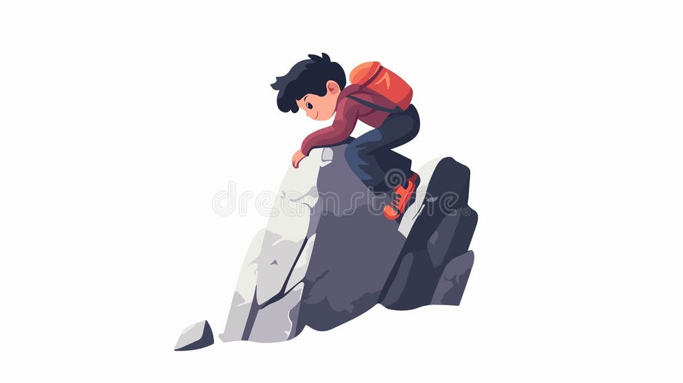 Brave Child Climbing Displaying Daring Action Stock Vector ...