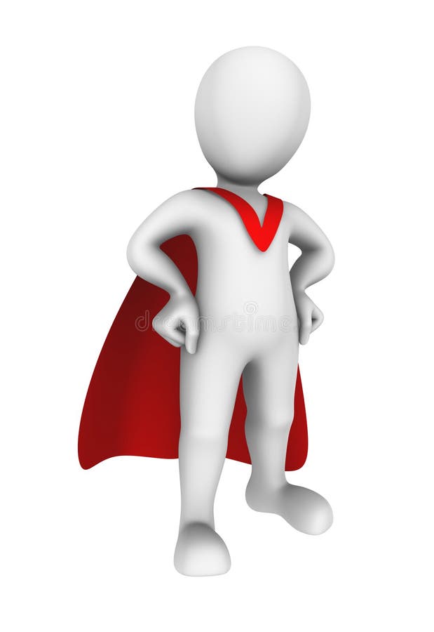 Brave 3d Super Hero with Red Cape. Stock Illustration - Illustration of ...