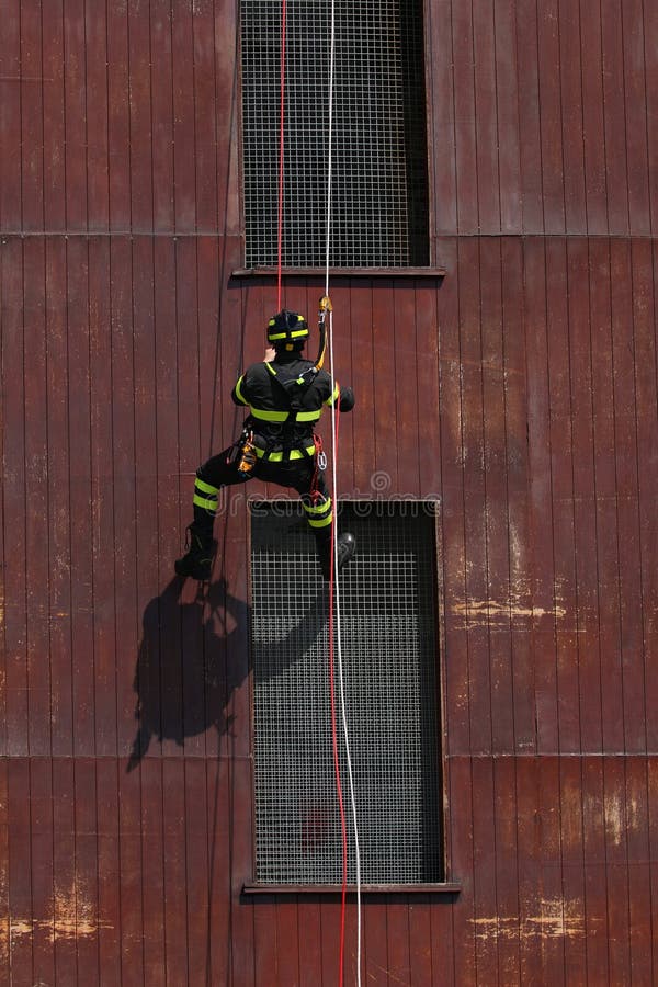 Brave Firefighter Showing Courage and Skill during a Training Exercise ...