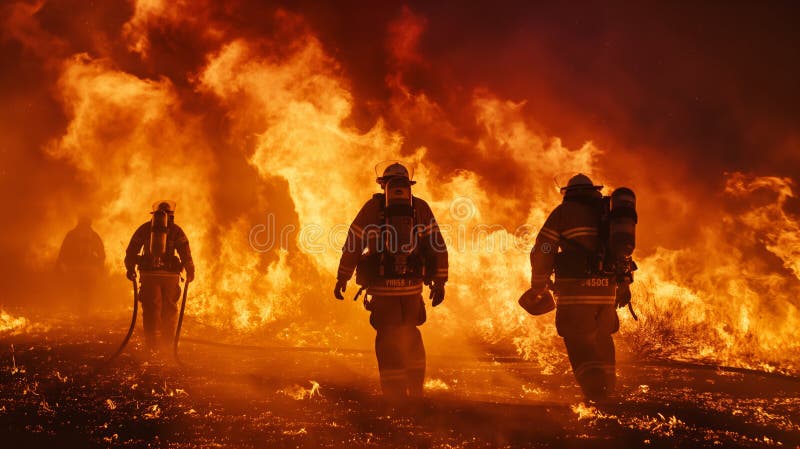 Brave Fireman in the Hot Fire Stock Image - Image of equipment, fighter ...