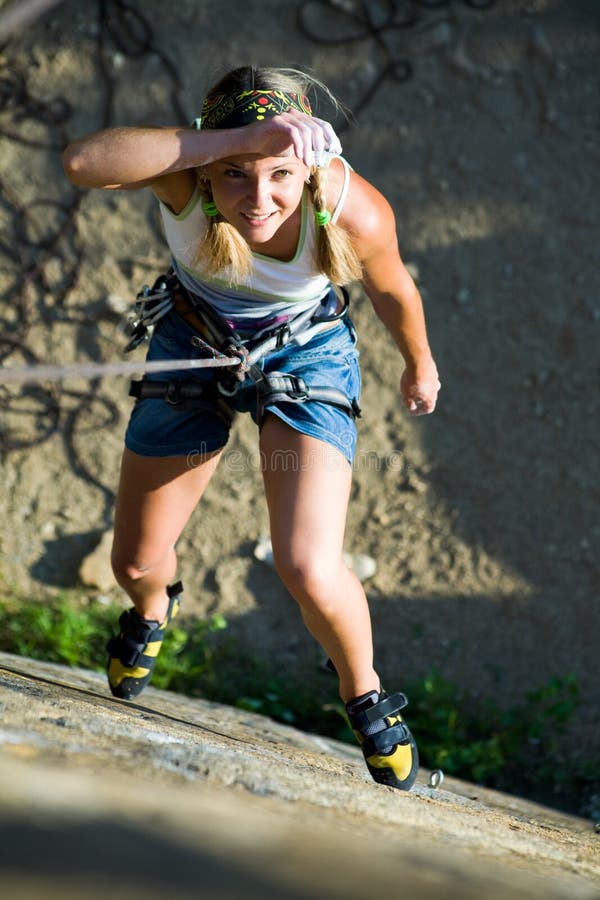 Tired Rock Climber Hanging Rope Stock Photos - Free & Royalty-Free ...