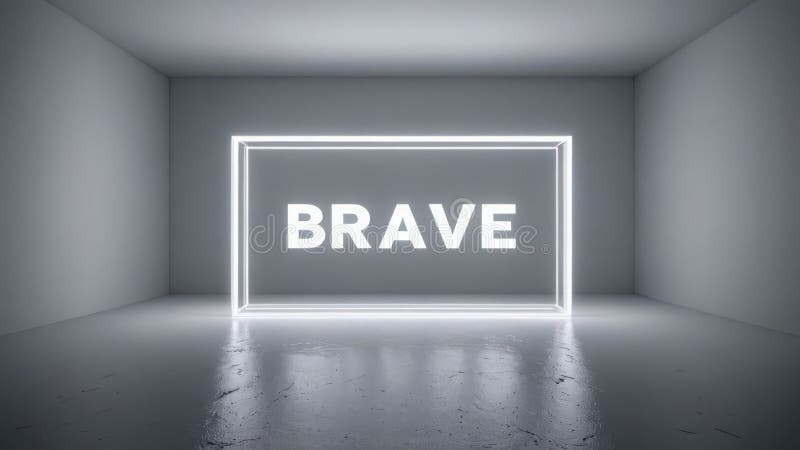 "Brave" in Glowing Frame, Representing Confidence in a Modern Design ...