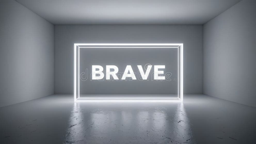"Brave" in Glowing Frame, Representing Confidence in a Modern Design ...
